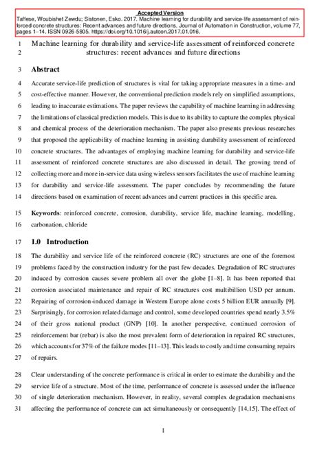 Pdf Machine Learning For Durability And Service Life Assessment Of Reinforced Concrete