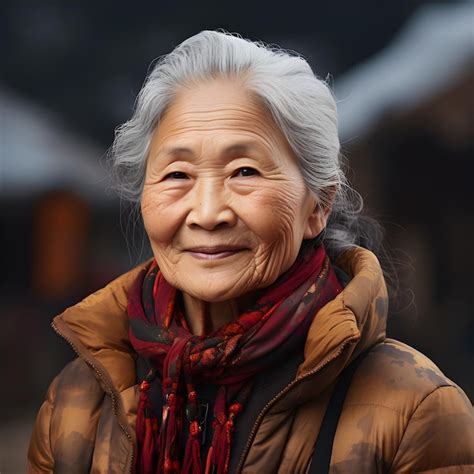 Premium AI Image A Smiling Old Asian Woman