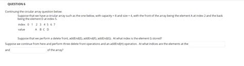 Solved QUESTION Continuing The Circular Array Question Chegg