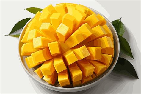 Premium Vector Fresh Mango Cubes Isolated On White Background