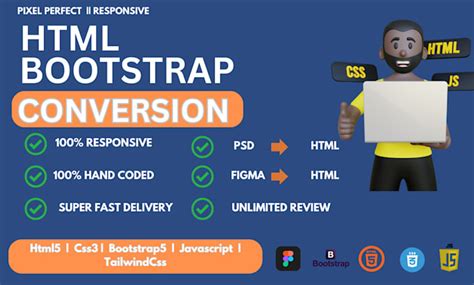 be converting figma psd xd to responsive html css bootstrap tailwind