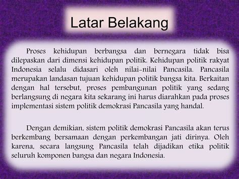 Implementasi Nilai Nilai Pancasila Dalam Bidang Politik | PPTX