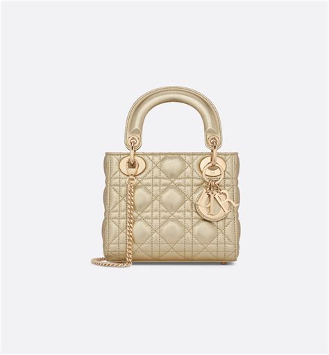 Mini Lady Dior Bag Metallic Gold Tone Cannage Calfskin Dior