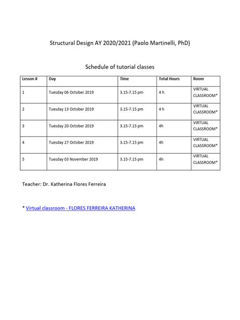 Tutorial Schedule Ay 20 21 Pdf
