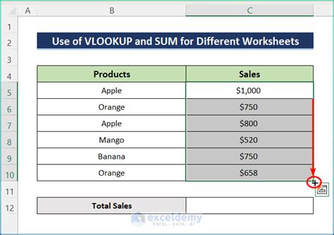 How To Use Vlookup To Sum Multiple Rows In Excel 4 Methods