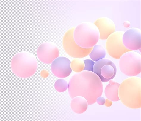 파스텔 색상 3d 렌더의 서리로 덥은 구체가 있는 추상 형상 배경 플라잉 핑크 퍼플 노란색 매트 볼 또는 동작 중인 거품 배경