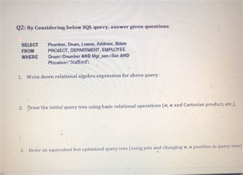 Solved 02 By Considering Below Sql Query Answer Given