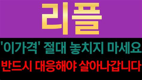 리플 코인전망 지금 하락 나올때 이가격 절대 놓치지마세요 반드시 대응해야 살아나갈 수 있습니다 Youtube