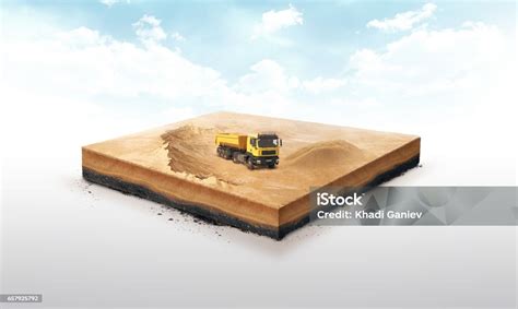토양 조각의 3d 그림 팁 주는 사람 트럭에 모래 채 석 장에 고립 된 흰색 배경 3차원 형태에 대한 스톡 사진 및 기타 이미지 3차원 형태 광업 0명 Istock