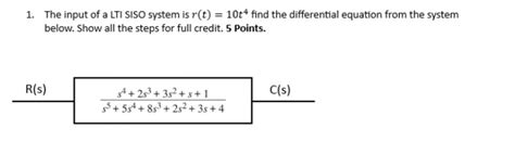 Solved 1 The Input Of A Lti Siso System Is Rt10t4 Find