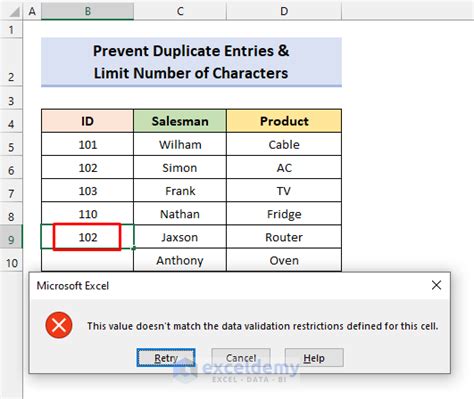 Apply Custom Data Validation For Multiple Criteria In Excel Examples