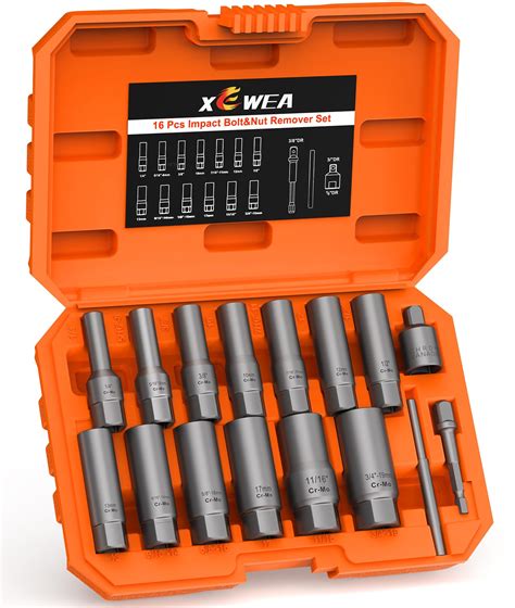 Deep Bolt Extractor Set 16 Pcs Impact Bolt And Nut Remover Set Stripped