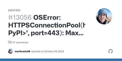 Oserror Connectionpoolhost Port443 Max Retries Exceeded