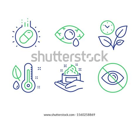 Conjunctivitis Eye Capsule Pill Thermometer Line Stock Vector Royalty
