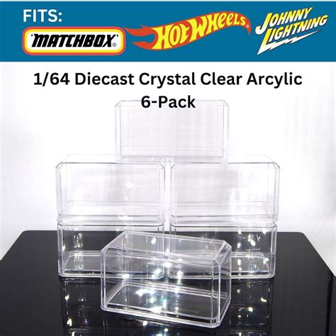 Diecast Car Display Case 1 64 Scale Model Cars 6 Pack Crystal Clear Acrylic New Fits Hotwheels