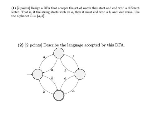 Solved 1 2 Points Design A Dfa That Accepts The Set Of