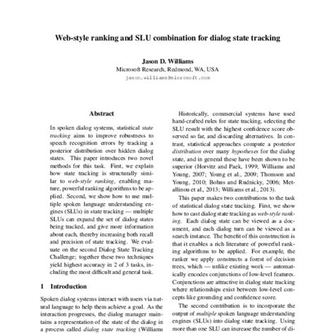 Web Style Ranking And Slu Combination For Dialog State Tracking Acl Anthology