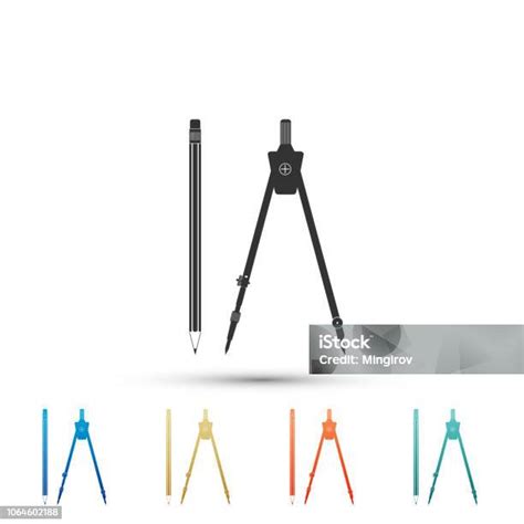 나침반과 연필 지우개 아이콘 흰색 배경에 고립으로 그리기 교육 부호입니다 그리기 및 교육 도구입니다 기 장비입니다 학교 사무실 기호입니다 평면 디자인입니다 벡터 일러스트