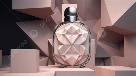 Perfume Bottle In Stunning Geometric Surroundings A 3d Rendering