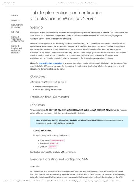 lab implementing and configuring virtualization in windows server