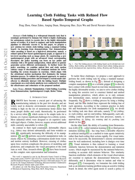 Learning Cloth Folding Tasks With Refined Flow Based Spatio Temporal