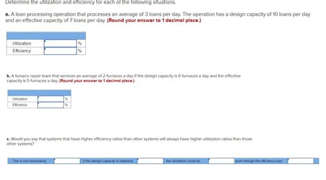 Solved Determine The Utilization And Efticiency For Each Of