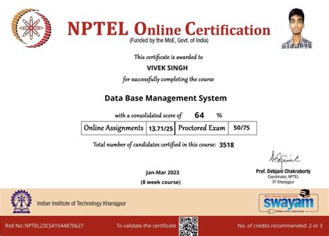 Vivek Singh On Linkedin Nptel Dbms Iitkharagpur
