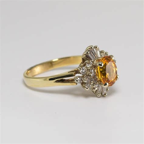 14k Yellow And White Gold Golden Yellow Sapphire And Diamond Ring For