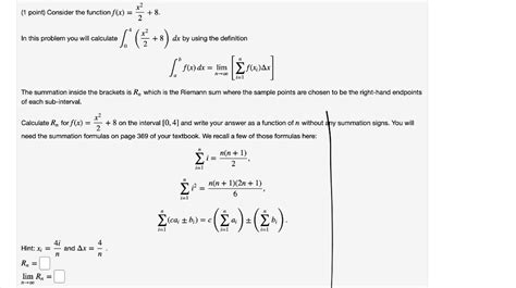 Solved 1 Point Consider The Function F X 8 In This Chegg Com