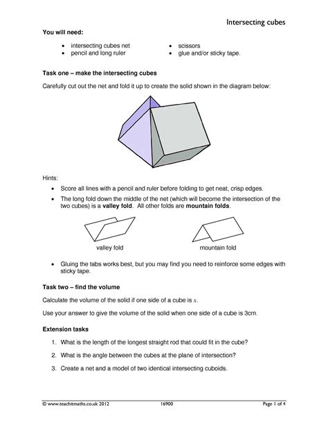 Intersecting Cubes Ks4 Maths Teachit