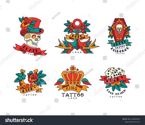 Old School Tattoo Logo Design Skull Stock Vector Royalty Free
