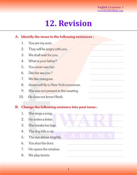 English Grammar Practice Worksheets For Class 3 English Grammar