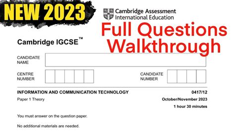 Ict Igcse Full Theory Paper 1 Walkthrough 0417 12 Oct Nov 2023 Revision Under 41min Youtube