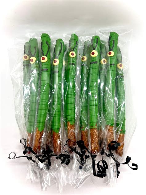1 Dozen Chocolate Covered Pretzel Rods Plankton Spongebob Theme Etsy