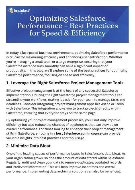 Ppt Optimizing Salesforce Performance Best Practices For Speed And Efficiency Powerpoint