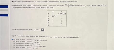Solved In The Spreadsheet Pictured An Arrow Chegg Com