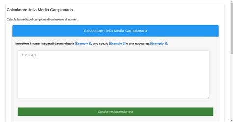Calcolatore Della Media Campionaria