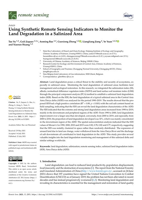 Pdf Using Synthetic Remote Sensing Indicators To Monitor The Land