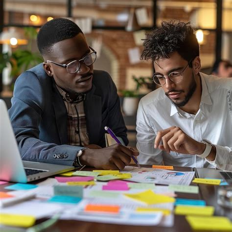 Two Young Professionals Collaborating On A Creative Project At A Modern