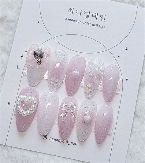 주문1위핑크요거트수제네일팁 ㅣ요거트네일 ㅣ핑크네일 ㅣ 글리터네일 에이블리