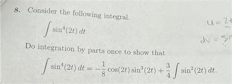 solved consider the following integral ∫﻿﻿sin4 2t dtdo