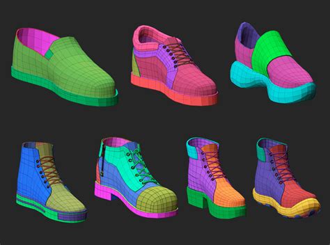 Artstation 65 Low Poly Shoe Footwear Base Mesh And Parts Imm Brush