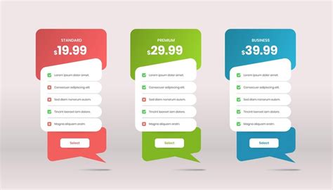 Premium Vector Minimalistic Modern Pricing Comparison Table With