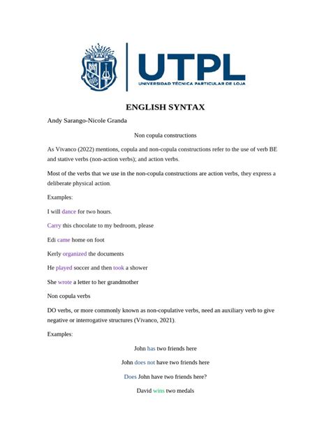 English Syntax Non Copula Constructions Pdf