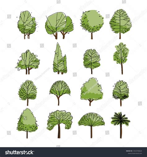 Side View Set Green Graphics Trees Stock Vector Royalty Free Shutterstock