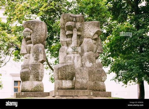 Vilnius Lithuania Symbols Of Deities From Paganism Stone Cult Image