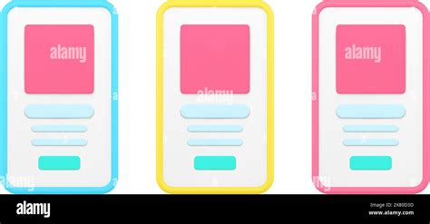 Mobile Websites Templates 3d Icon Online Applications With Digital Color Interface Web Menu