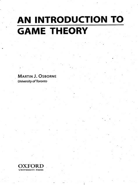 An Introduction To Game Theory Martin J Osborne Pdf