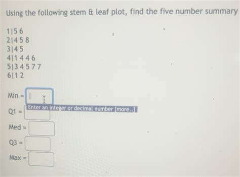 Solved Using The Following Stem And Leaf Plot Find The Five Number