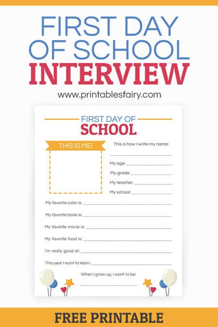 Back To School Interview {free Printable} The Printables Fairy